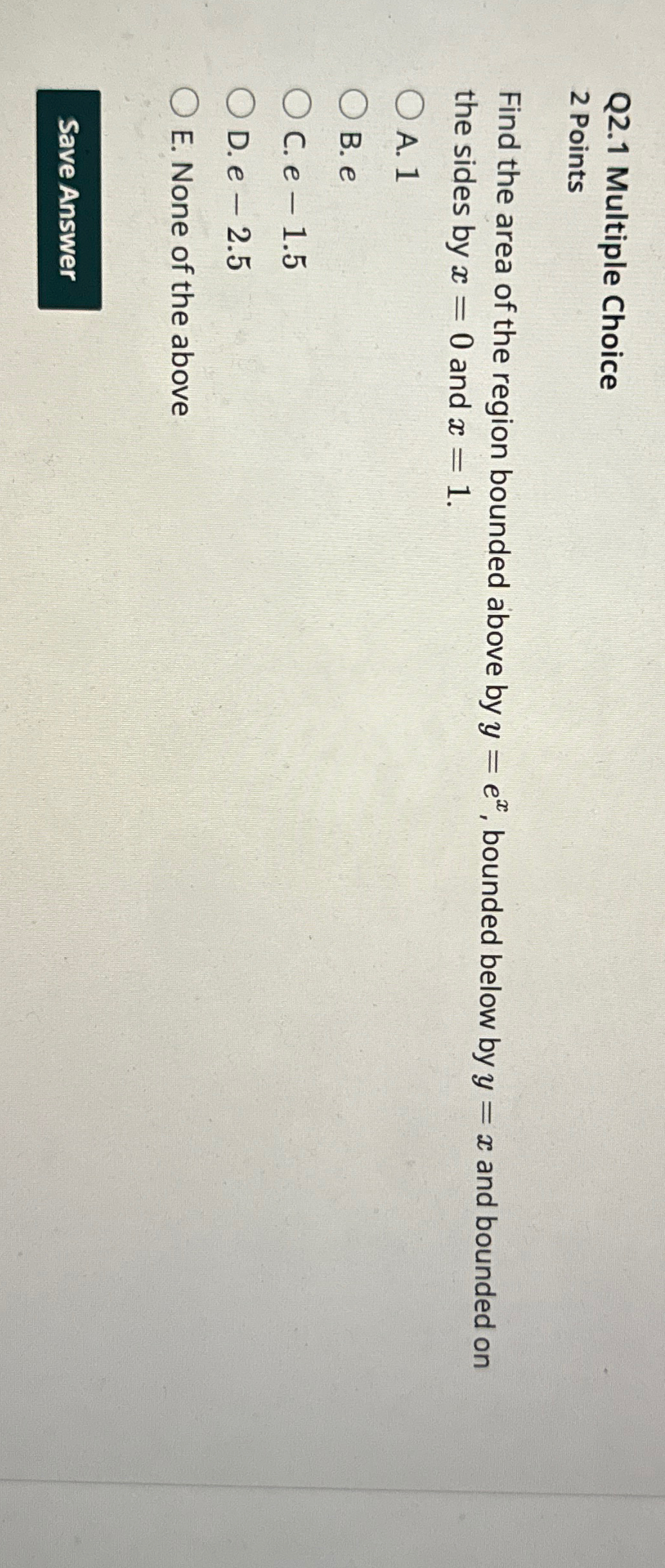 Solved Q2.1 ﻿Multiple Choice2 ﻿PointsFind the area of the | Chegg.com