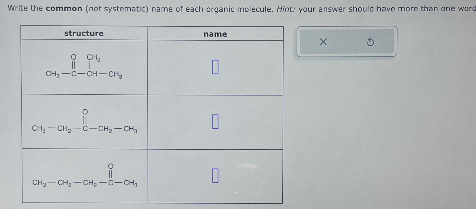 Solved Write the common (not systematic) ﻿name of each | Chegg.com