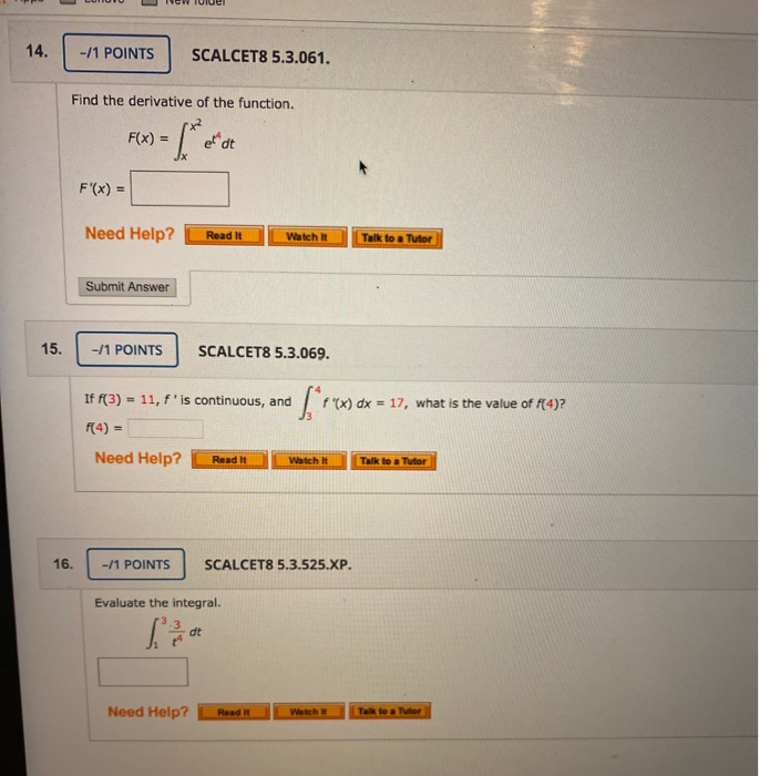 Solved TIP LUHUU NOW Iulder 14. -/1 POINTS SCALCET8 5.3.061. | Chegg.com