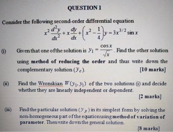 Solved Subject: Ordinary Differential Equation. Non | Chegg.com
