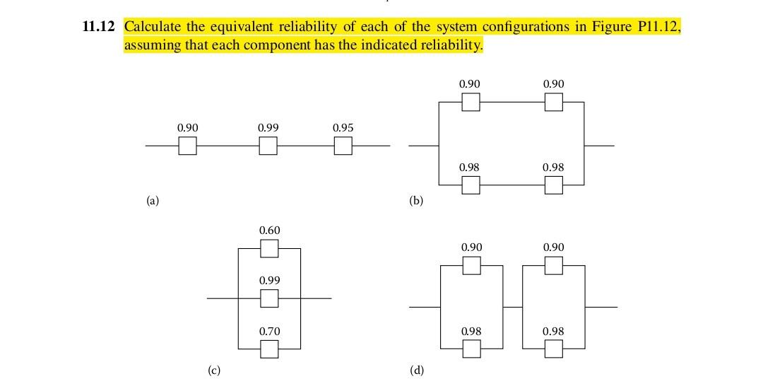 Solved 12 Calculate the equivalent reliability of each of | Chegg.com