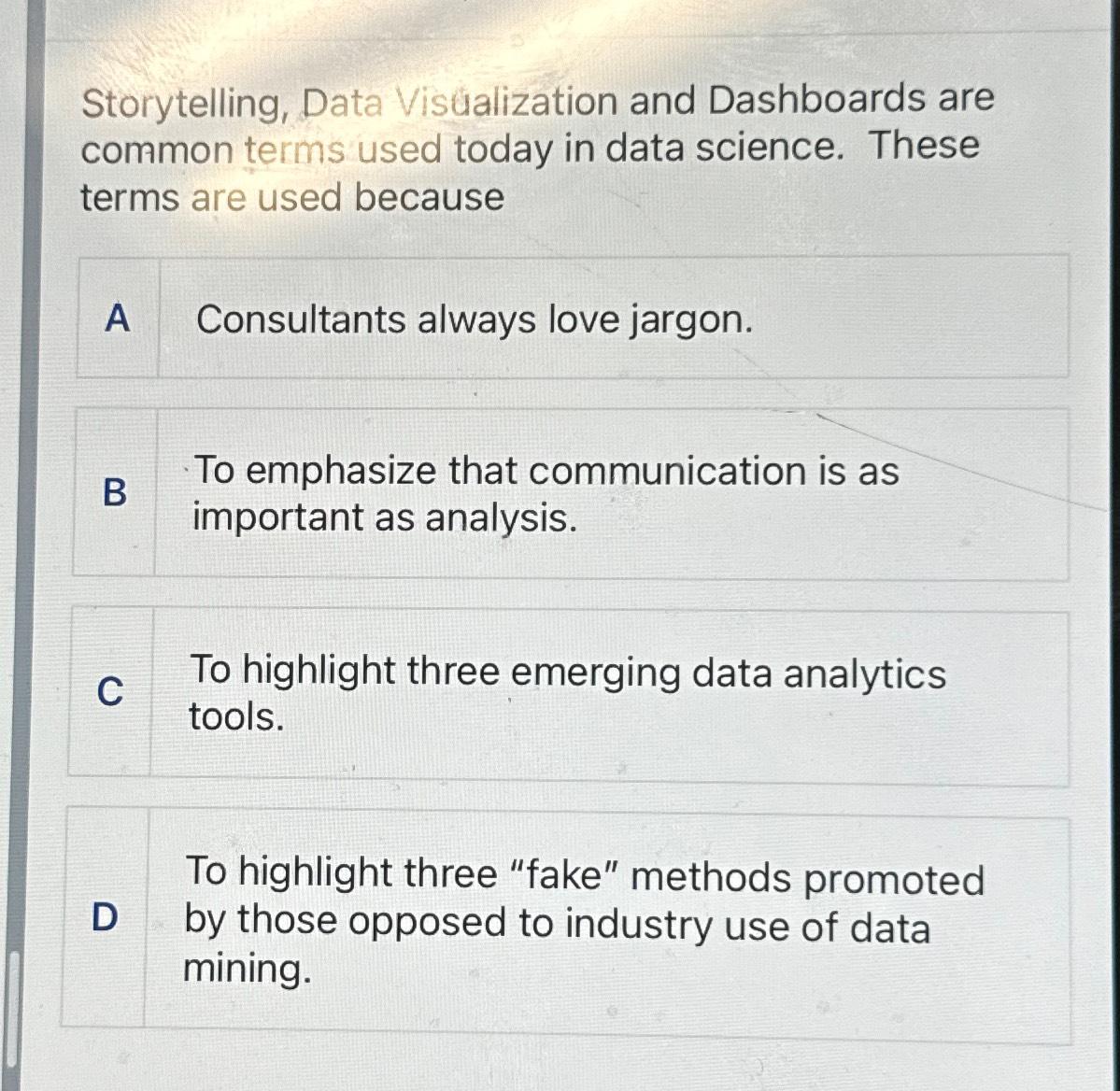 Solved Storytelling Data Visualization And Dashboards Are