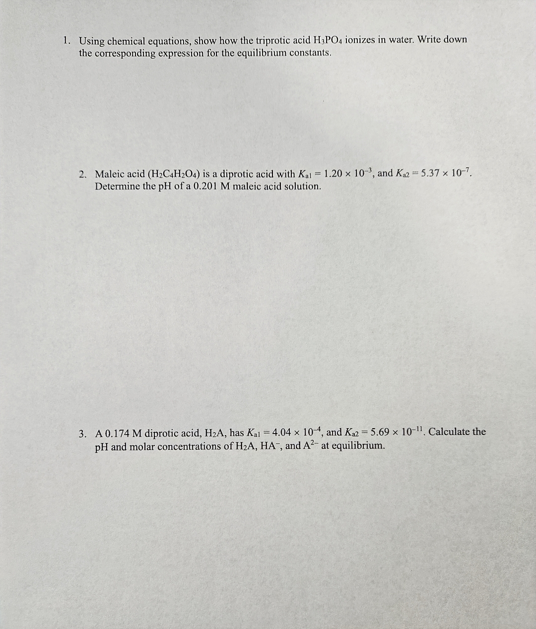 Solved Using chemical equations, show how the triprotic acid | Chegg.com