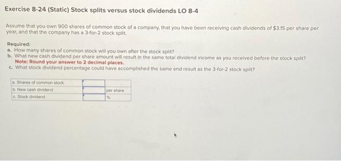 Solved Exercise 8-14 (Static) Preferred stock-calculate | Chegg.com
