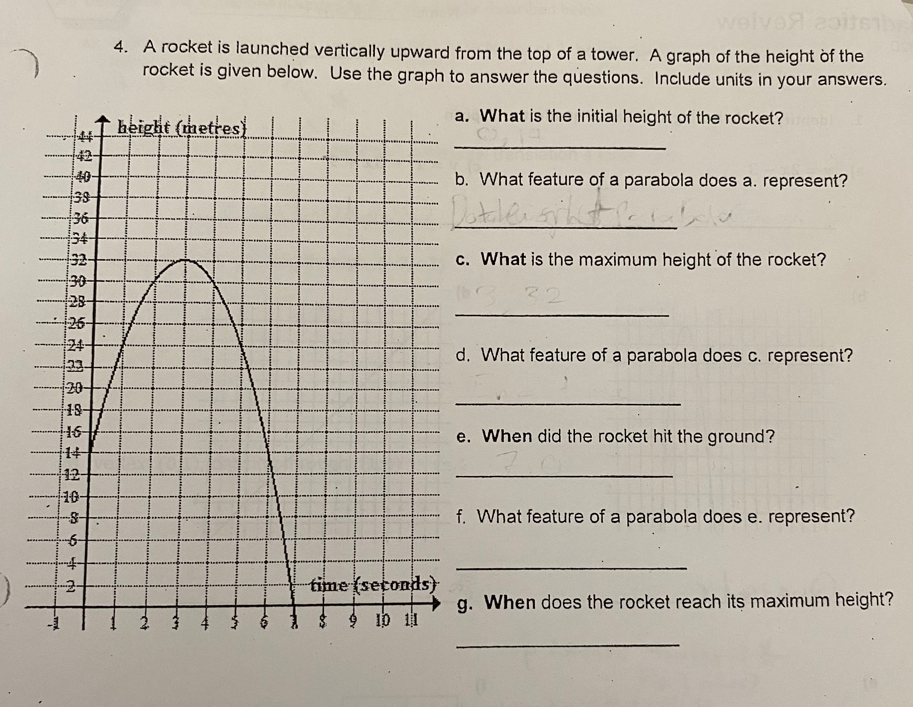 Solved A rocket is launched vertically upward from the top | Chegg.com