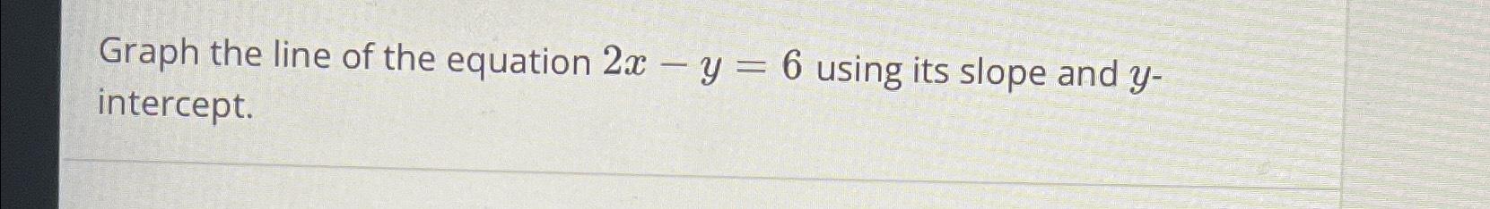 Solved Graph the line of the equation 2x-y=6 ﻿using its | Chegg.com