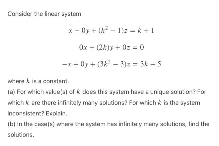 Consider the linear system | Chegg.com