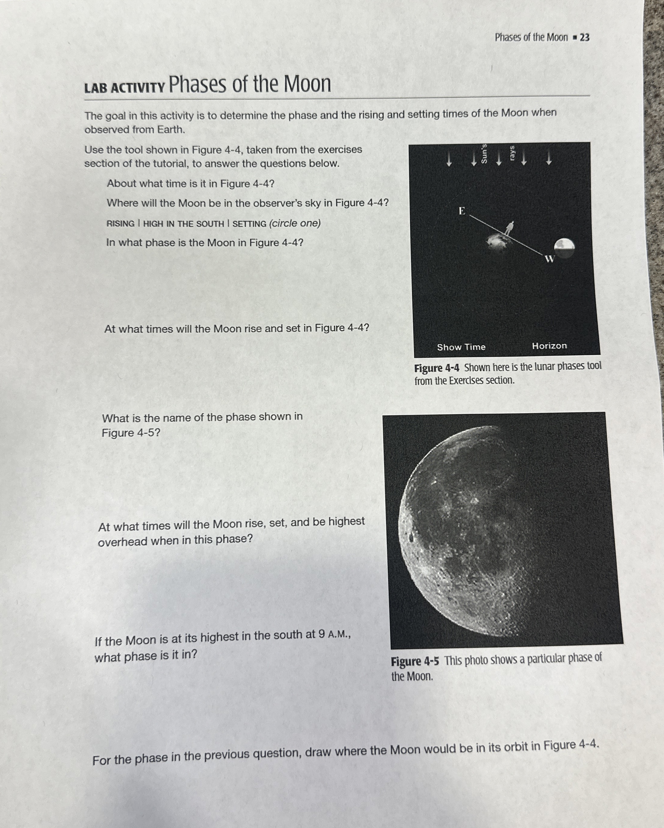 Solved Phases of the Moon =23цab activity Phases of the | Chegg.com