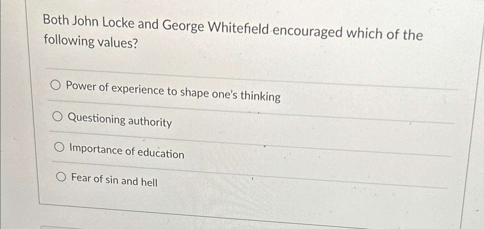 Solved Both John Locke and George Whitefield encouraged | Chegg.com