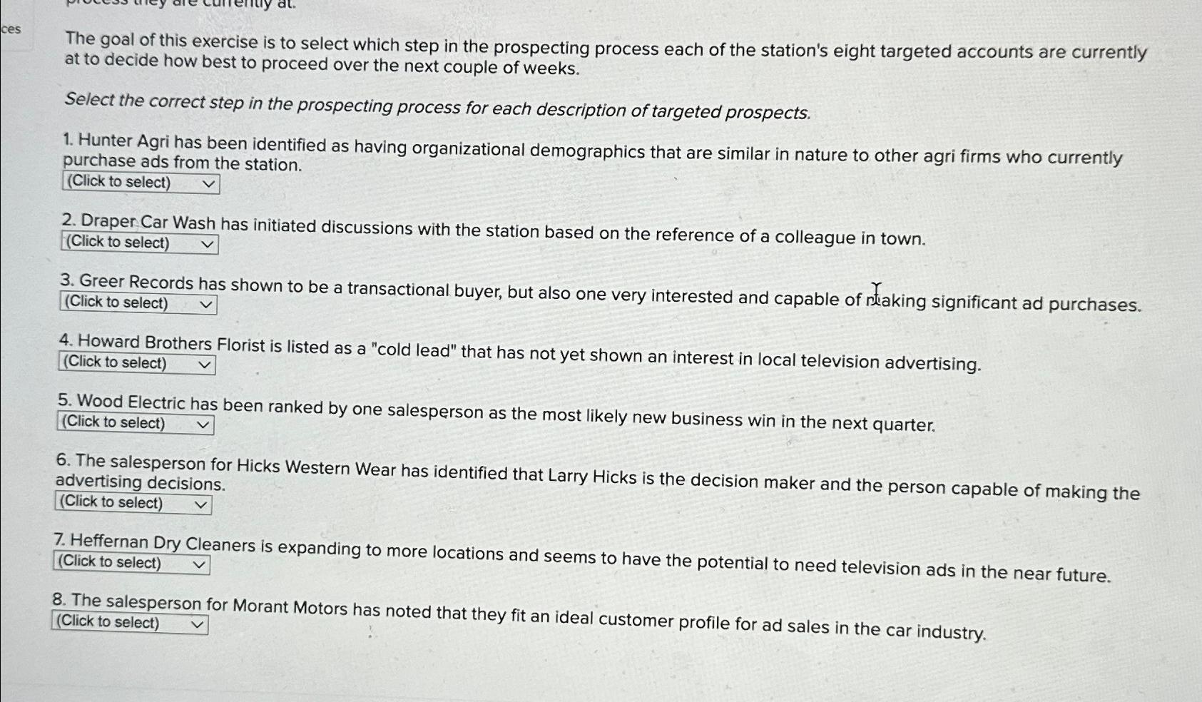 Solved The goal of this exercise is to select which step in | Chegg.com