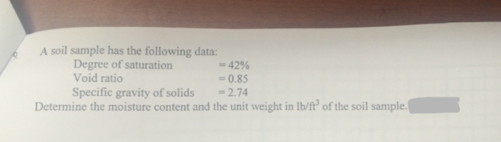 Solved A soil sample has the following data:Degree of | Chegg.com