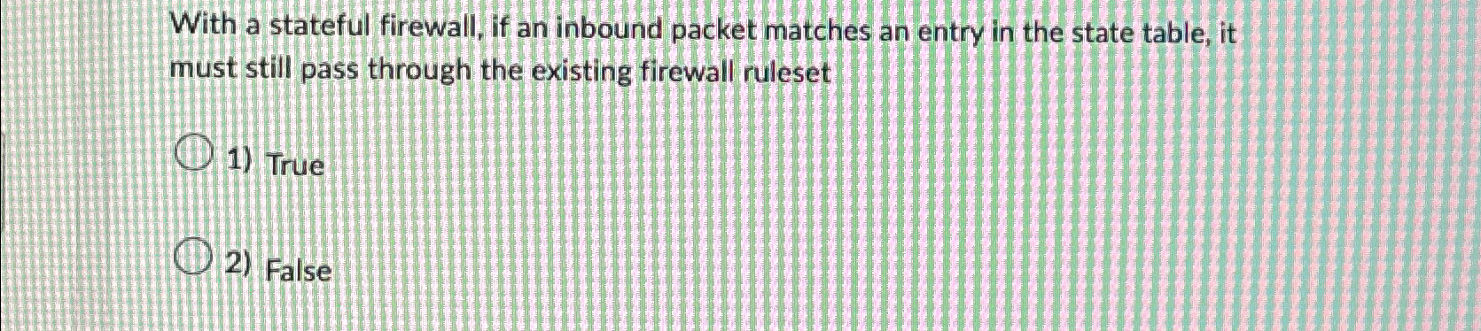 Solved With a stateful firewall, if an inbound packet | Chegg.com