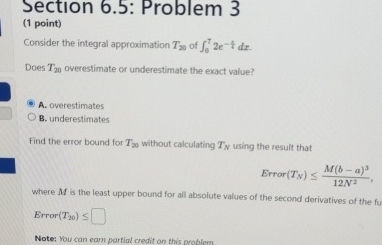 Solved Section 6.5: Problem 3(1 ﻿point)Consider the integral | Chegg.com