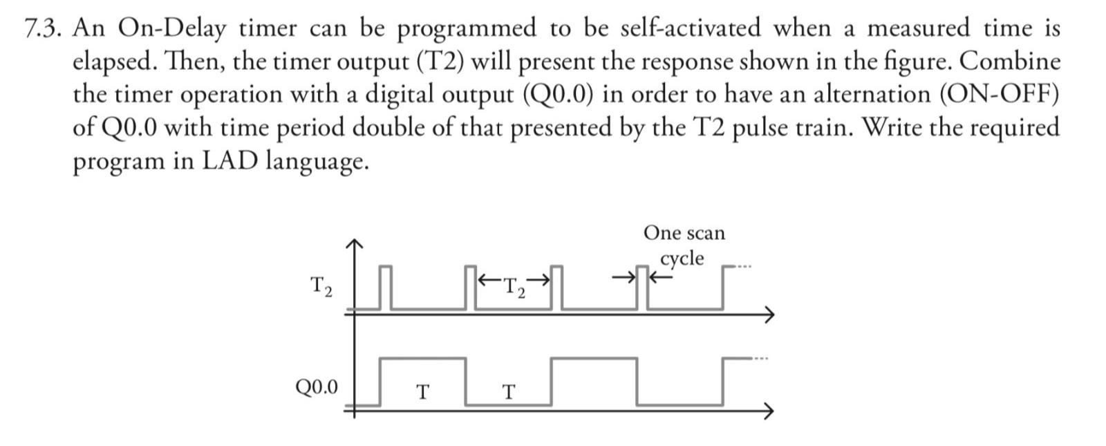 Solved 7.3. ﻿An On-Delay timer can be programmed to be | Chegg.com