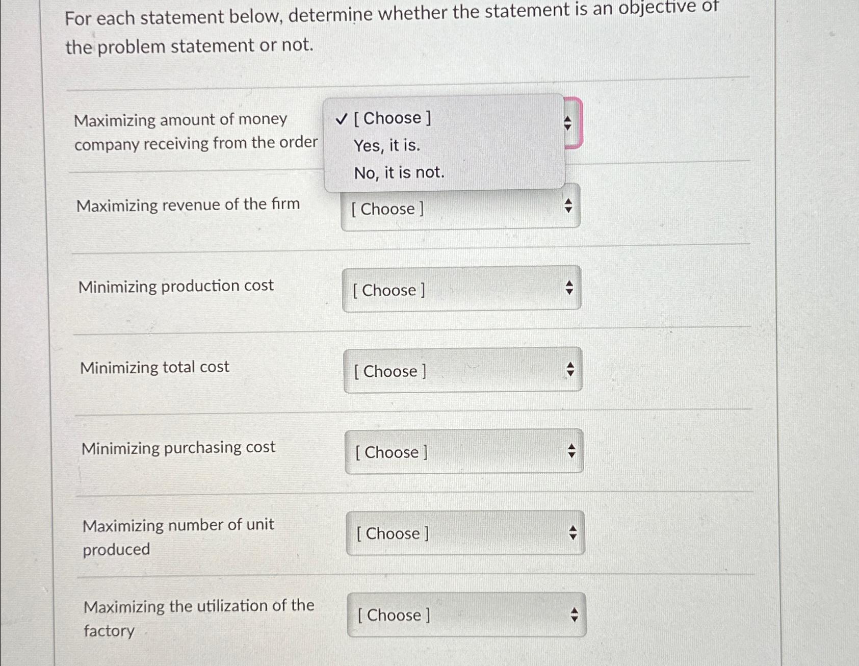 Solved For each statement below, determine whether the | Chegg.com