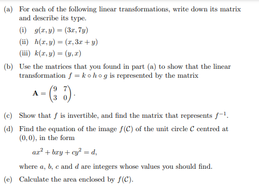 Solved (a) ﻿For each of the following linear | Chegg.com