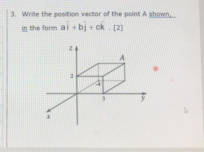Solved 3. Write the position vector of the point A shown, in | Chegg.com