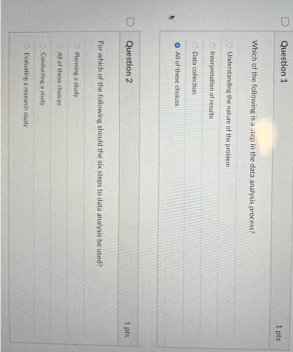 Solved Which of the following is a step in the data analysis | Chegg.com