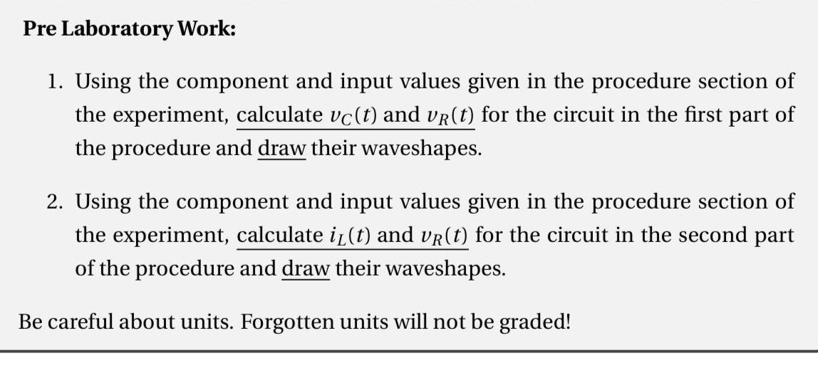 Solved Pre Laboratory Work:Using the component and input | Chegg.com
