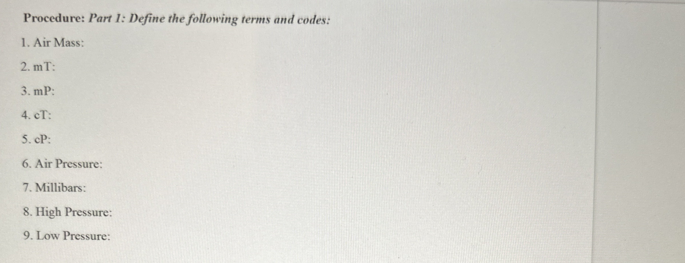 High Quality SOLUTION Procedure: Part 1: Define the following terms and | Chegg.com