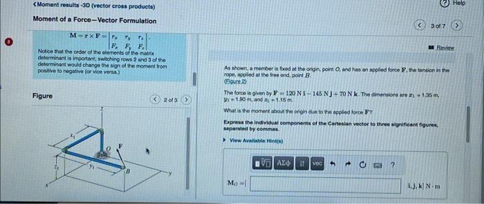 Solved Moment of a Force - Vector Formulation | Chegg.com