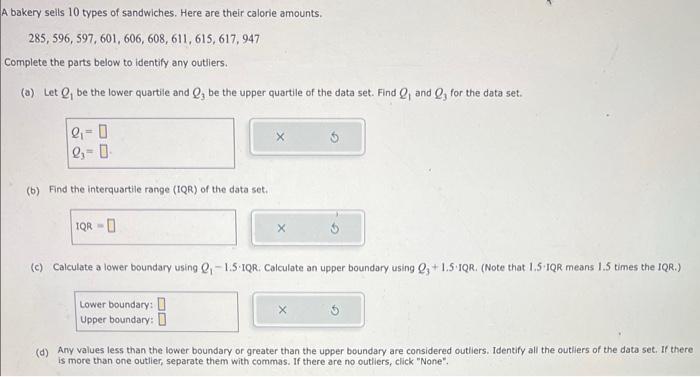 Solved bakery sells 10 types of sandwiches. Here are their | Chegg.com