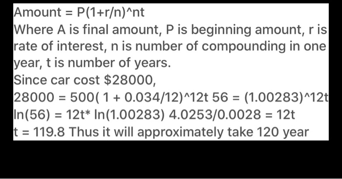 Solved Amount = P(1+r/n)^nt Where A is final amount, P is | Chegg.com