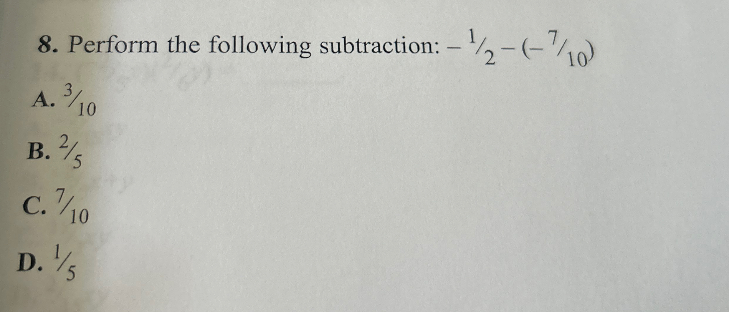 Solved Perform the following subtraction: | Chegg.com