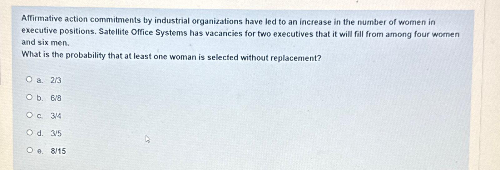 Solved Affirmative action commitments by industrial | Chegg.com