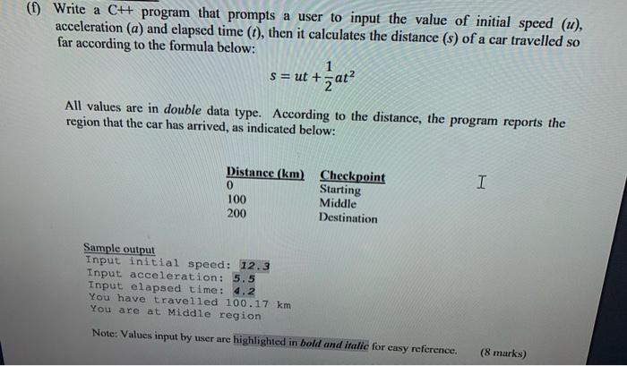 Solved (1) Write a C++ program that prompts a user to input | Chegg.com