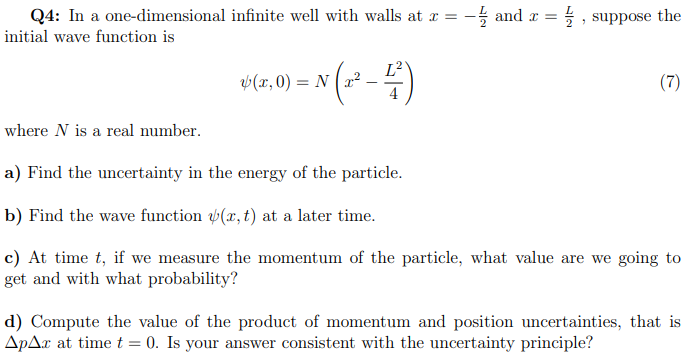 Solved Q4: In a one-dimensional infinite well with walls at | Chegg.com