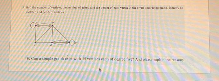 Solved 2. find the number of vertices, the number of edges, | Chegg.com