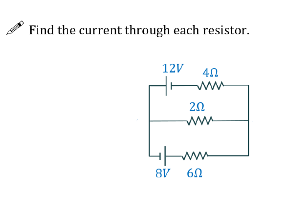 Solved Find the current through each resistor. | Chegg.com