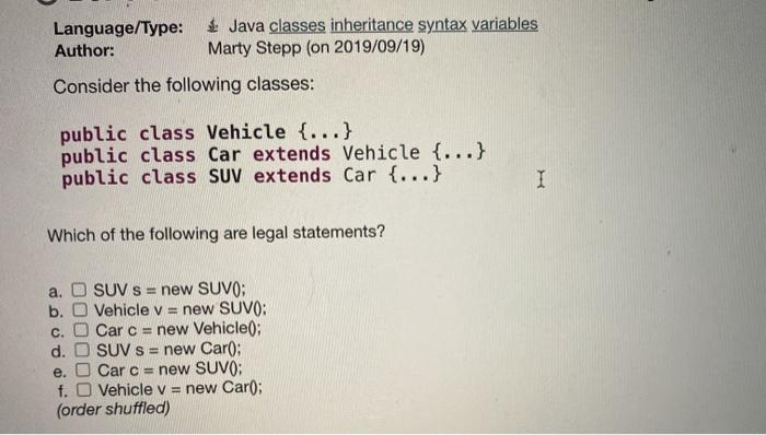 Solved Languagetype Java Classes Inheritance Syntax