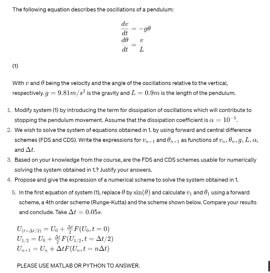 Solved The following equation describes the oscillations of | Chegg.com