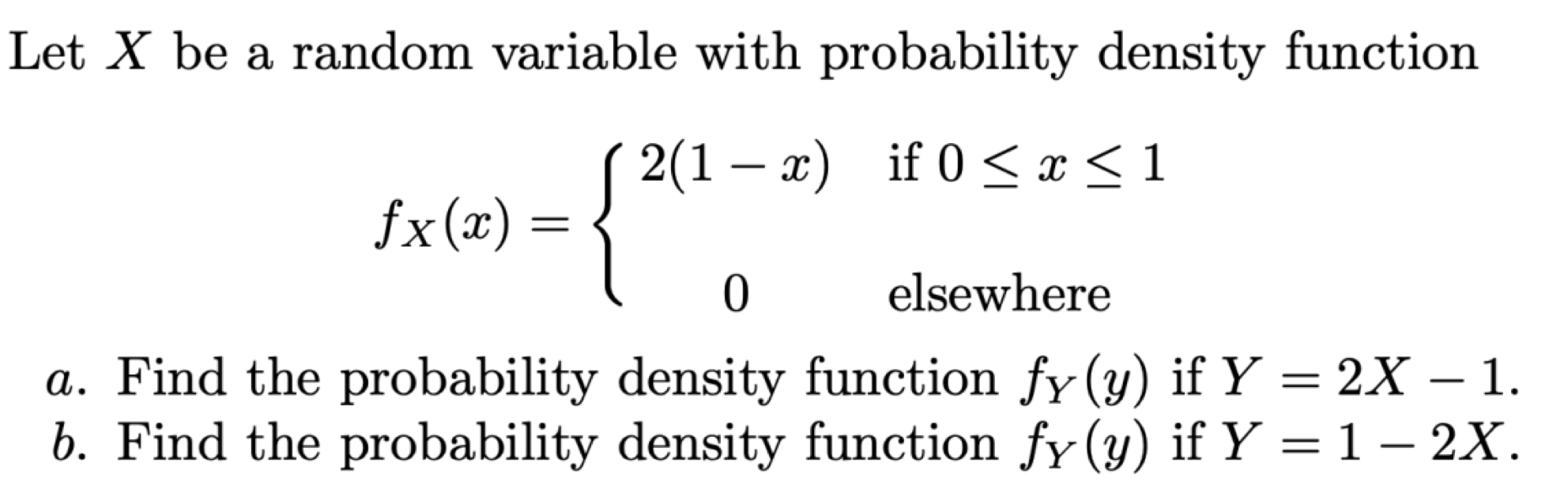 Solved Let x ﻿be a random variable with probability density | Chegg.com