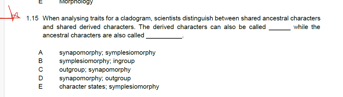Solved iviorphoiogy1.15 ﻿When analysing traits for a | Chegg.com