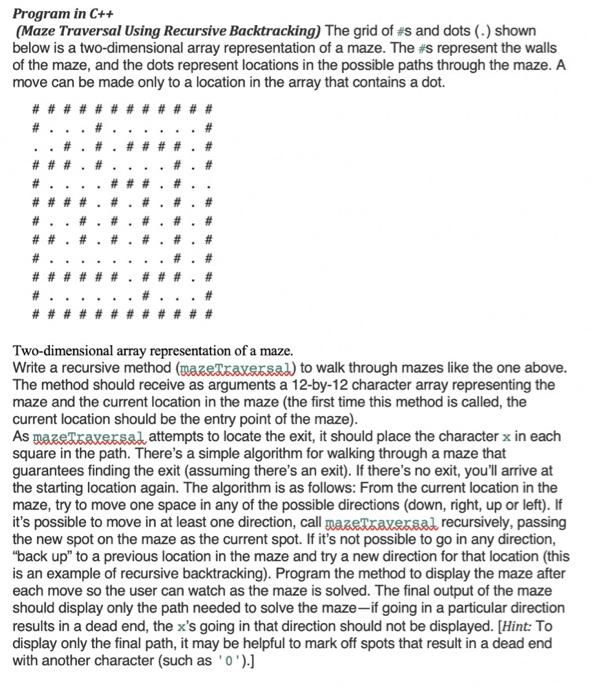 Solved Program In C Maze Traversal Using Recursive