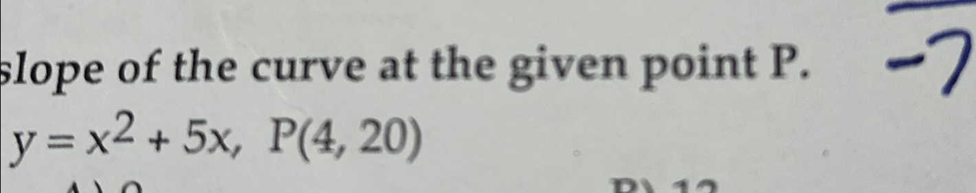 Solved slope of the curve at the given point | Chegg.com