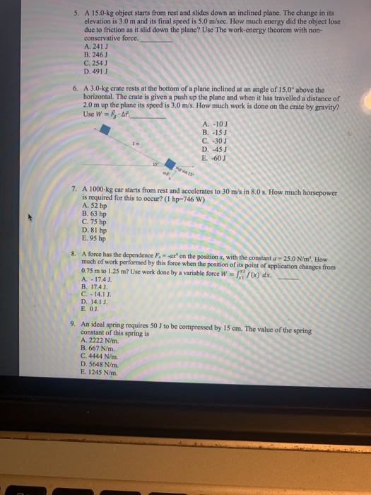Solved 5. A 15.0-kg object starts from rest and slides down | Chegg.com
