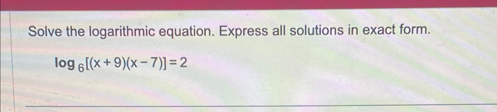 Solve the logarithmic equation. Express all solutions | Chegg.com
