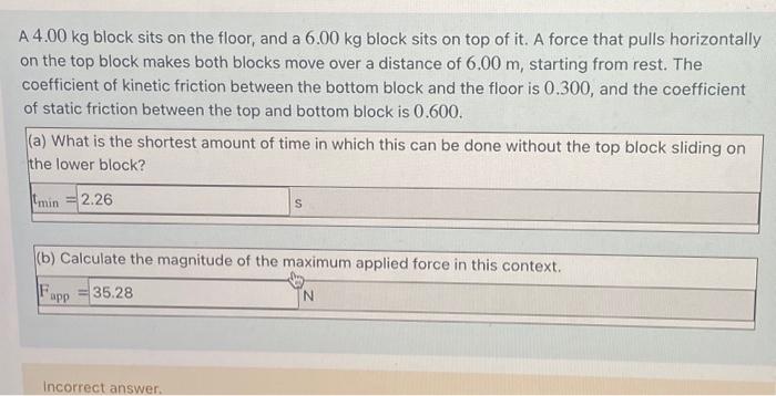 Solved A 4.00 kg block sits on the floor, and a 6.00 kg | Chegg.com