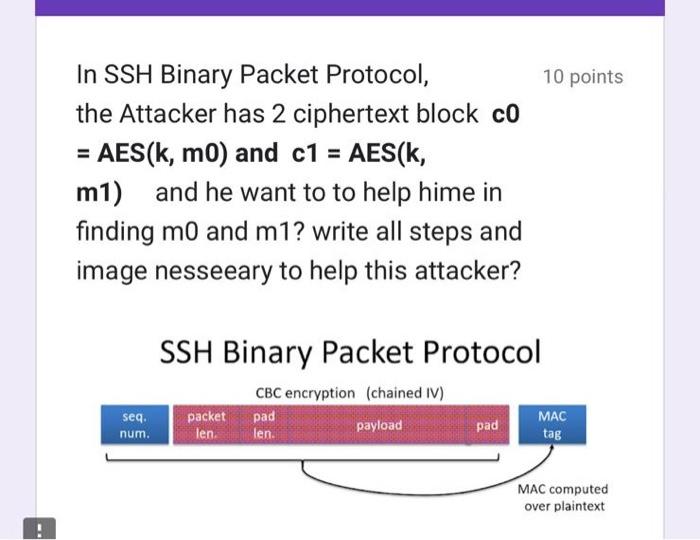 Solved In Ssh Binary Packet Protocol 10 Poi The Attacker 4531