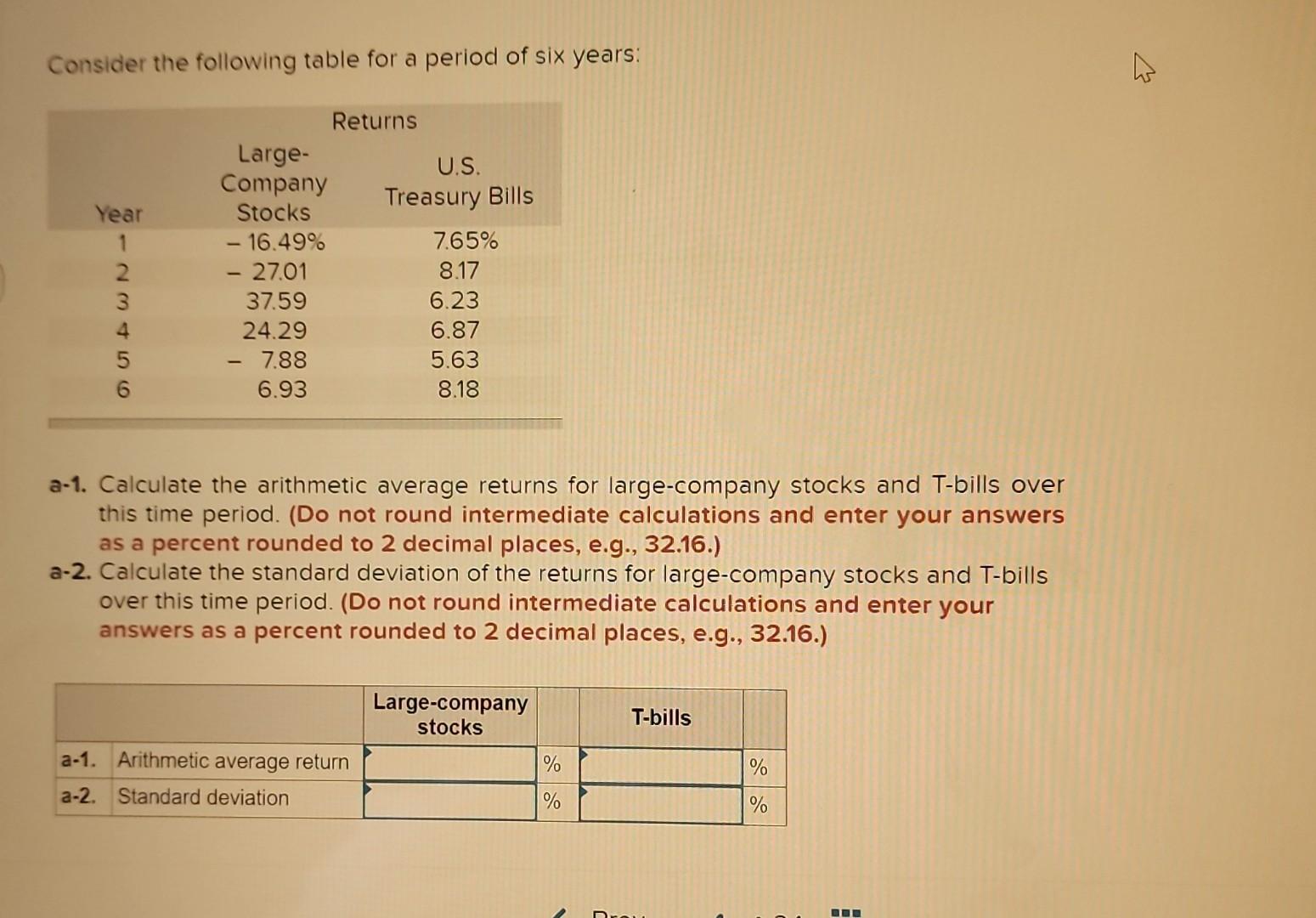 Solved Consider the following table for a period of six | Chegg.com