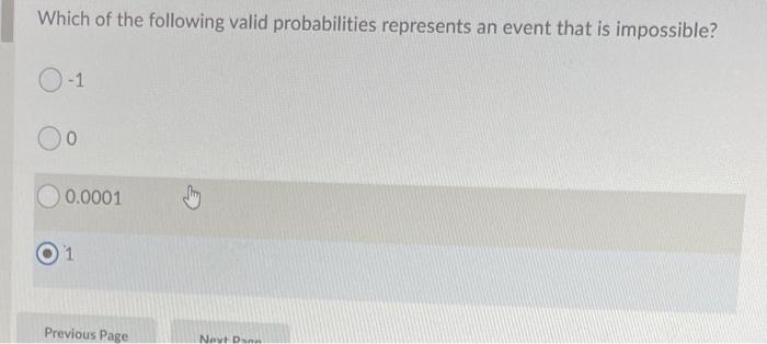 Solved Which of the following valid probabilities represents | Chegg.com