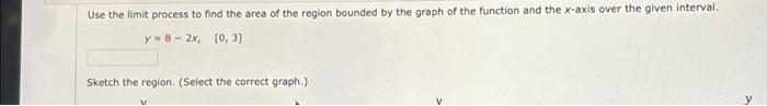 Solved Use the limit process to find the area of the region | Chegg.com