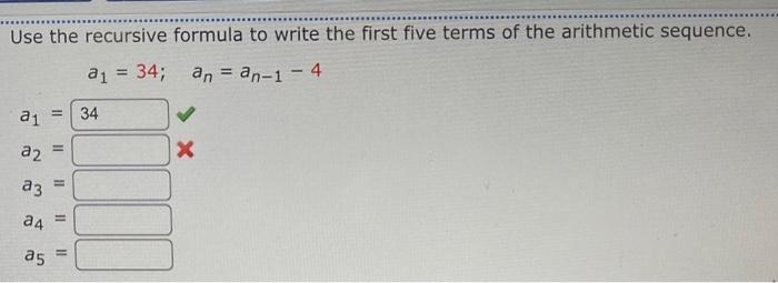 Solved Use the recursive formula to write the first five | Chegg.com