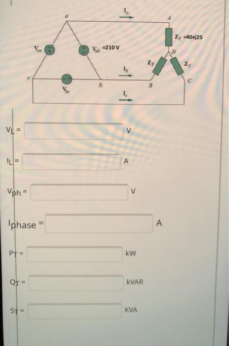 Solved Find VL , Vph , iL , iph, PT , QT , ST | Chegg.com