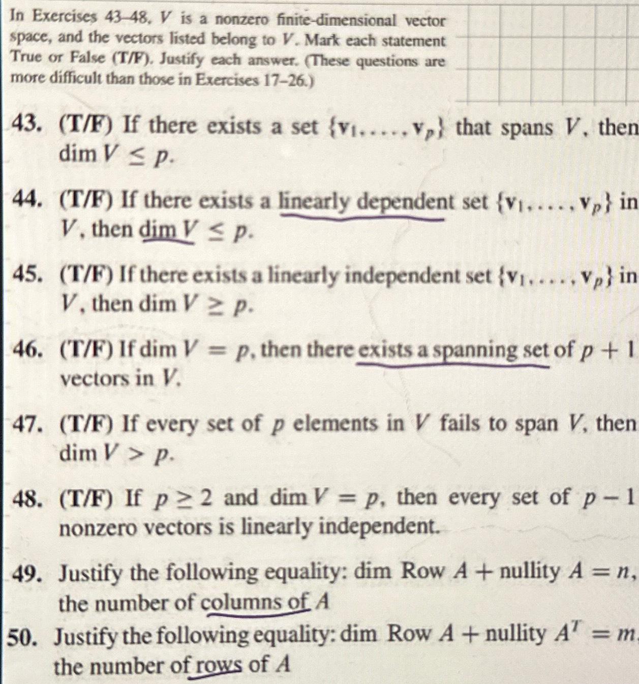 Solved In Exercises 43-48,V ﻿is a nonzero finite-dimensional | Chegg.com