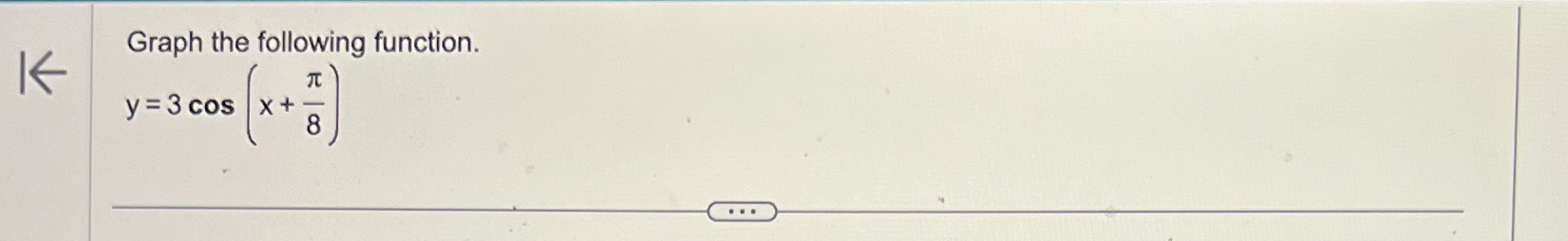 Solved Graph the following function.y=3cos(x+π8) | Chegg.com
